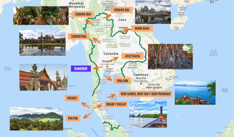 Mapa de Tailandia | Mejores zonas Gratis Descargable